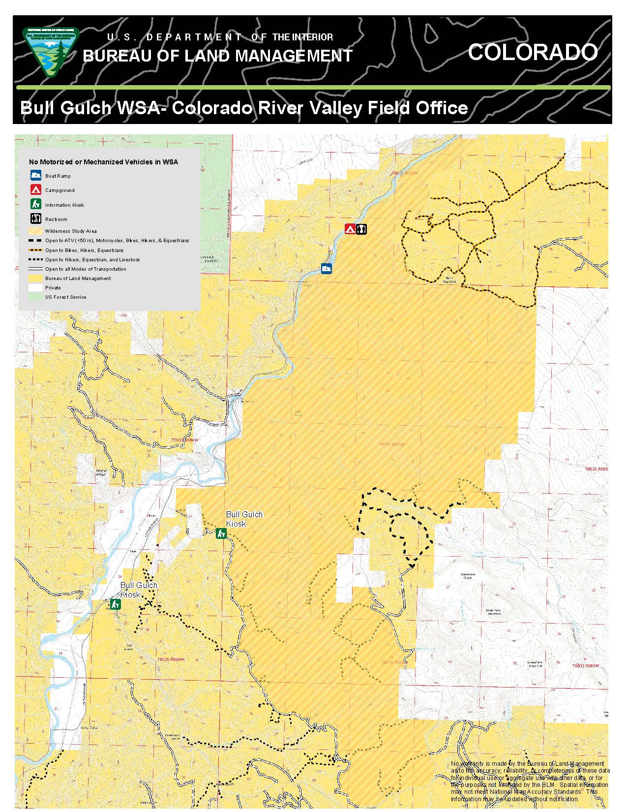 Bull Gulch Wilderness Study Area Recreation Map | Bureau of Land Management