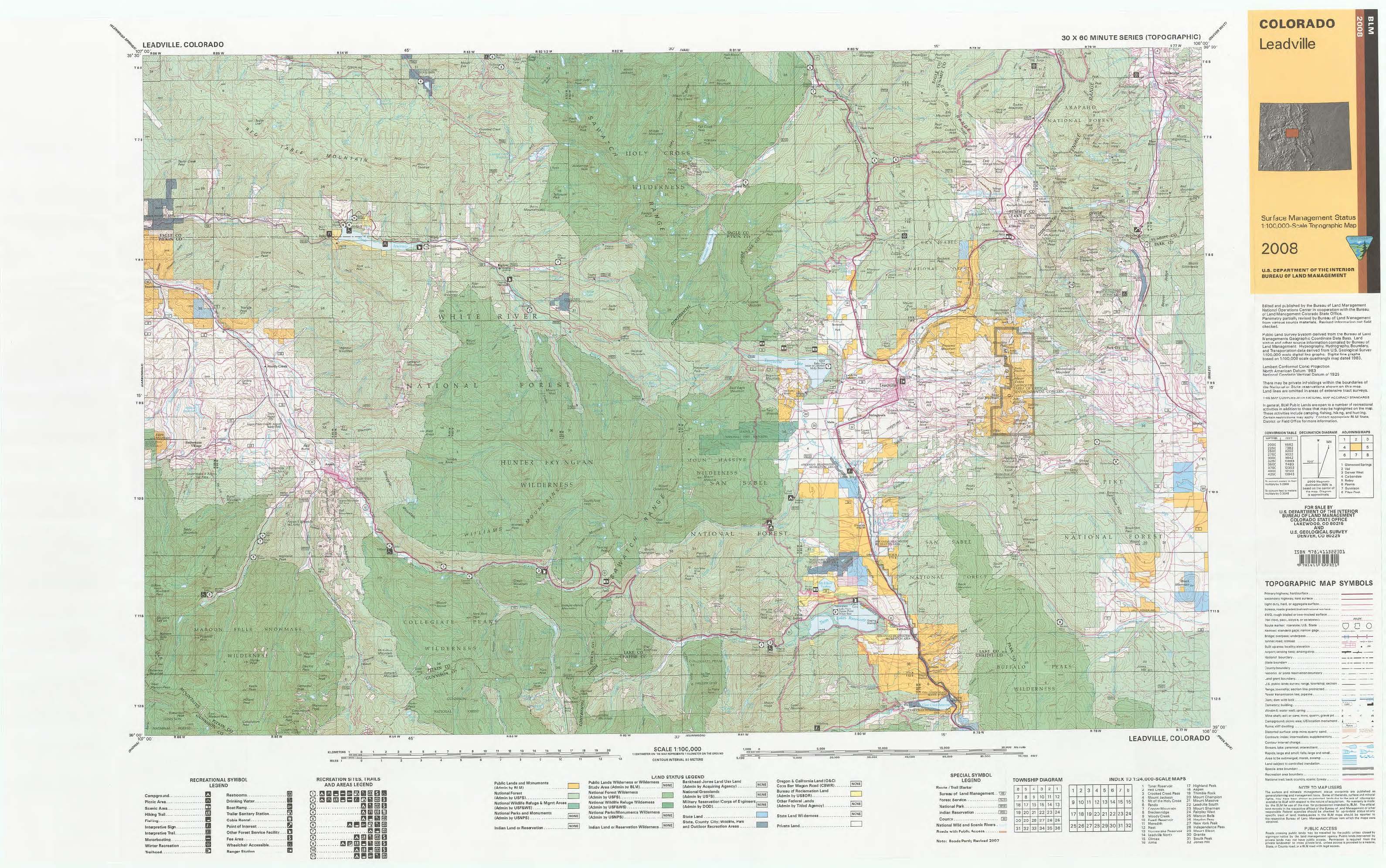 CO Surface Management Status Leadville Map | Bureau of Land Management