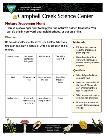 Nature Scavenger Hunt Sheets