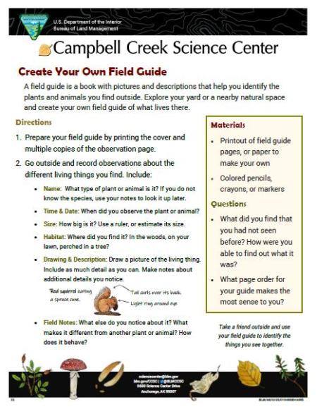 Create Your Own Field Guide Activity | Bureau of Land Management
