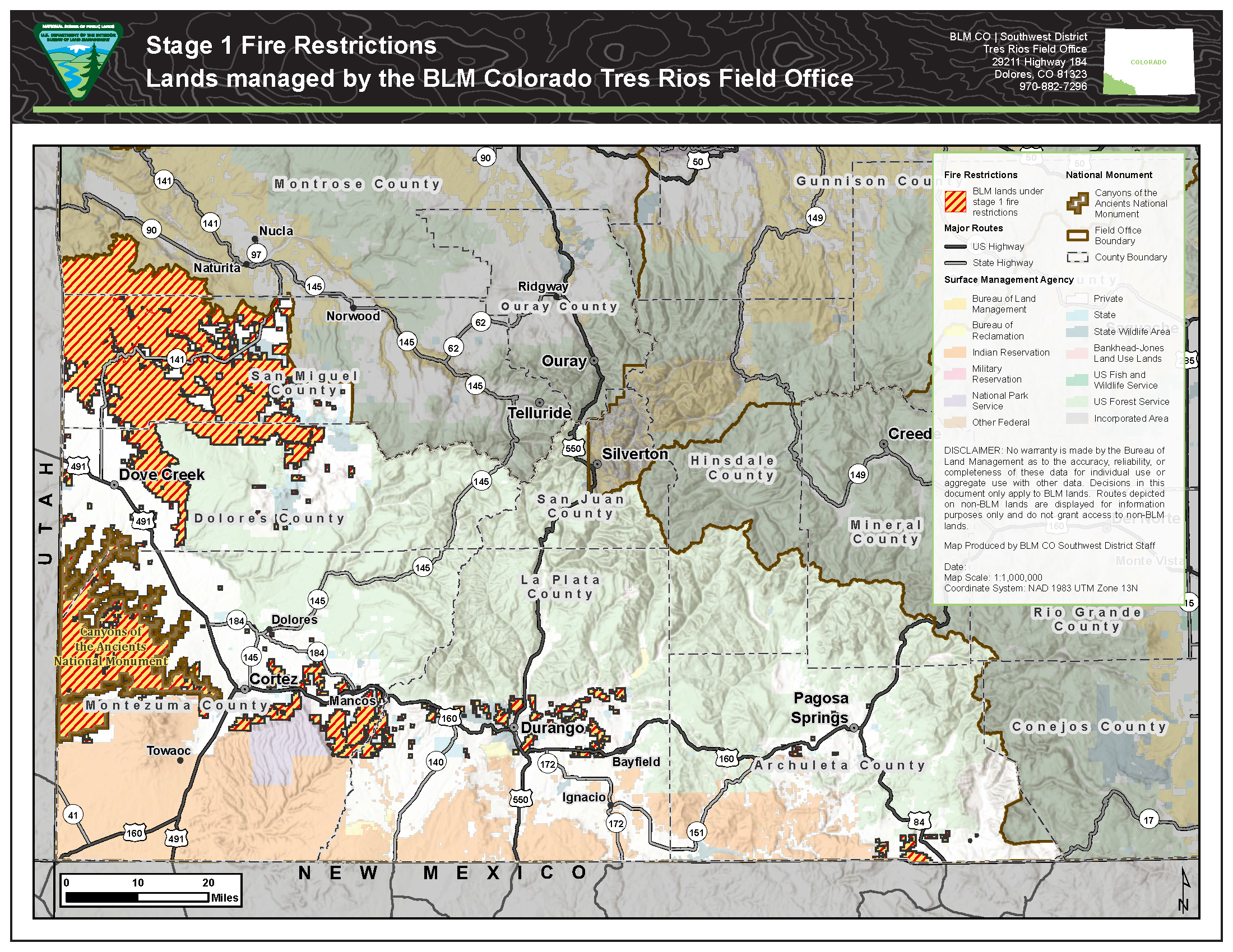 Southwest District Fire Restrictions Bureau Of Land Management