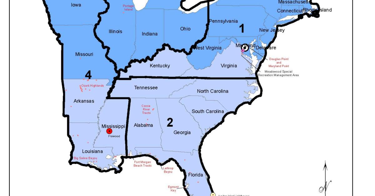 Eastern States Managed Surfaces and Office Location Map | Bureau of ...