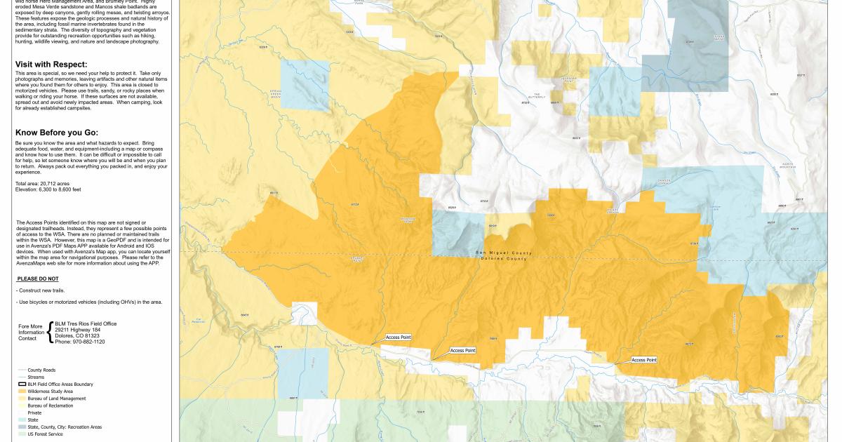 BLM CO TRFO McKenna Peak Wilderness Study Area Map | Bureau of Land ...