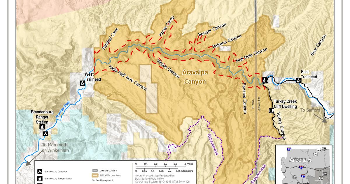 Aravaipa Canyon Wilderness Map | Bureau of Land Management